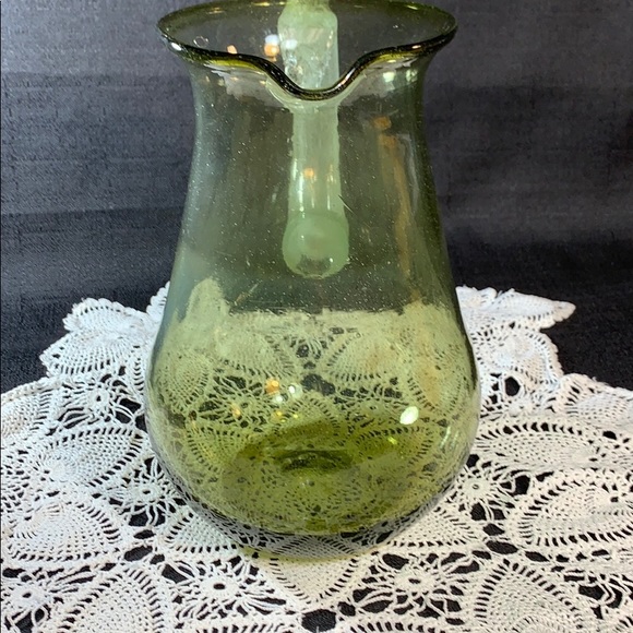 Kitchen | Vintage Handblown Green Bubble Glass Pitcher Large | Poshmark
